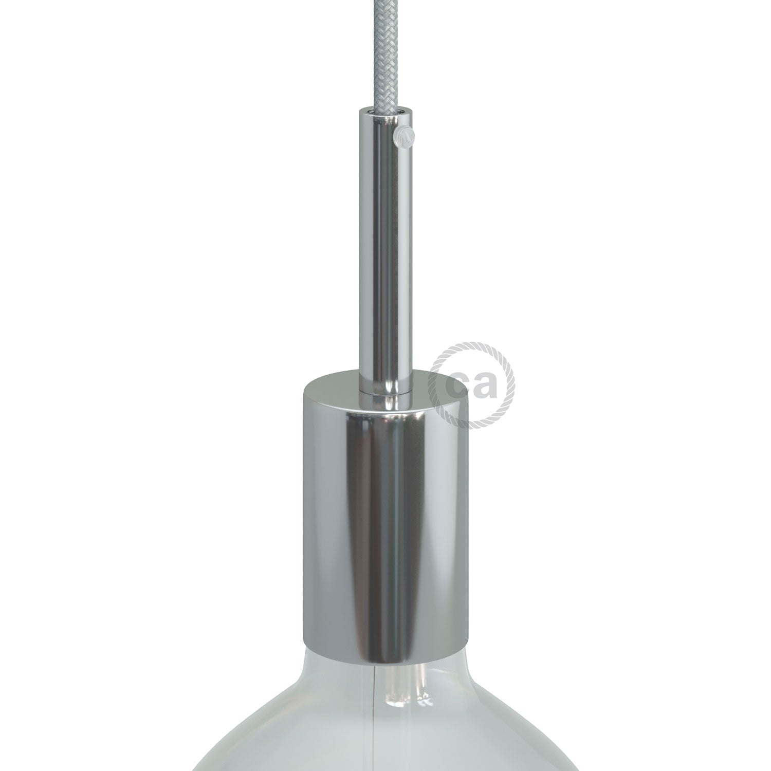 Douille E27 cylindrique en métal avec serre-câble de 7 cm - Chrome ...